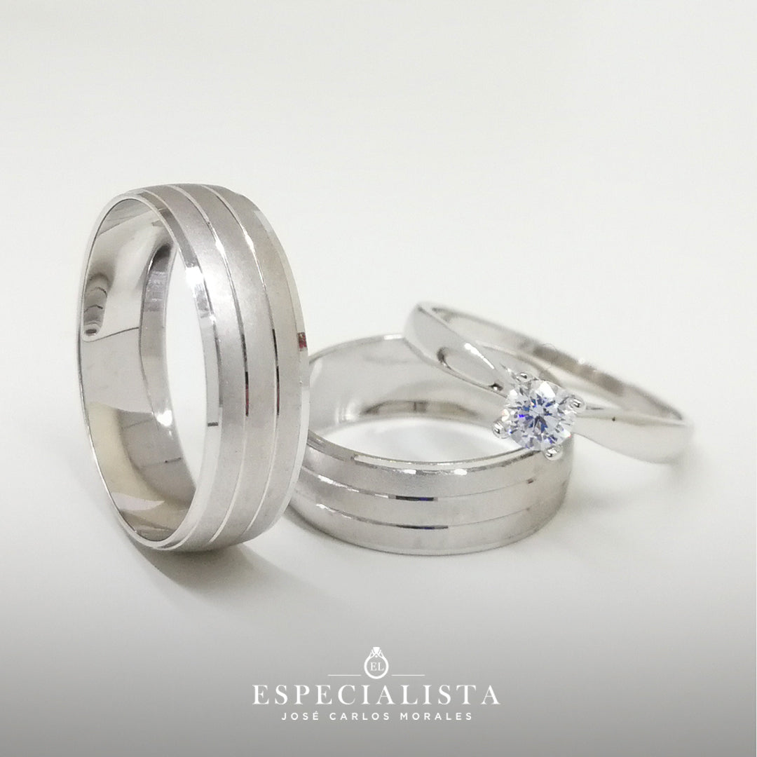 Trio matrimonial, argollas con anillo de compromiso – Joyería El ...